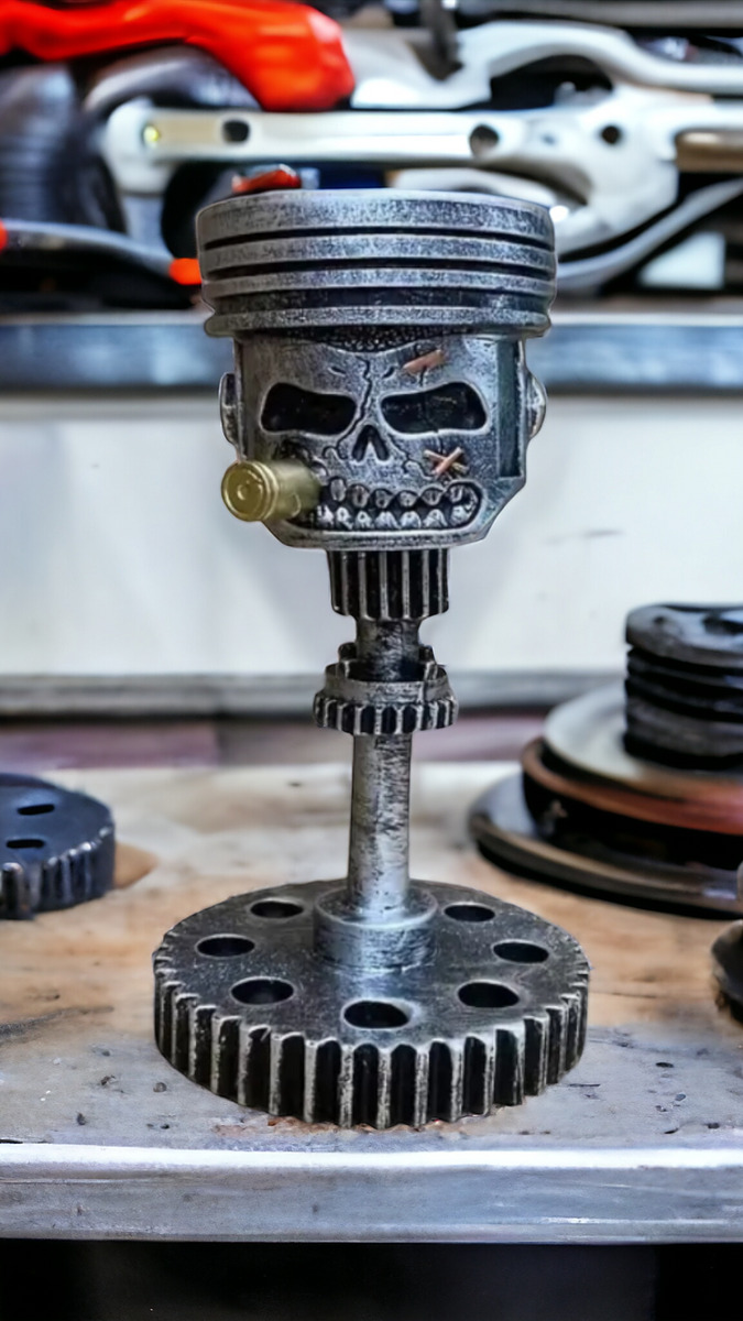 Piston Skull Face Sculpture – Garage Girls Jewelry